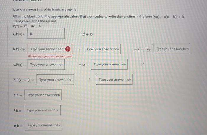 Solved Type your answers in all of the blanks and submit | Chegg.com