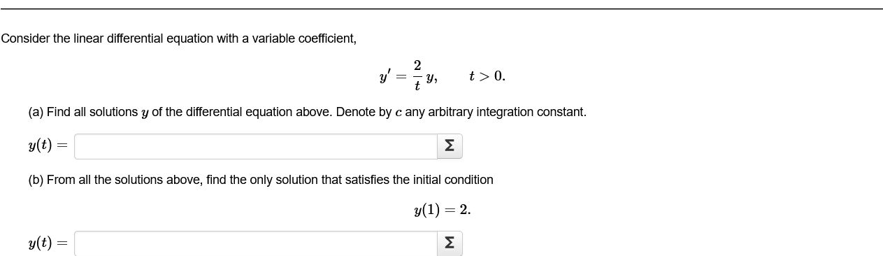 Solved Consider the linear differential equation with a | Chegg.com