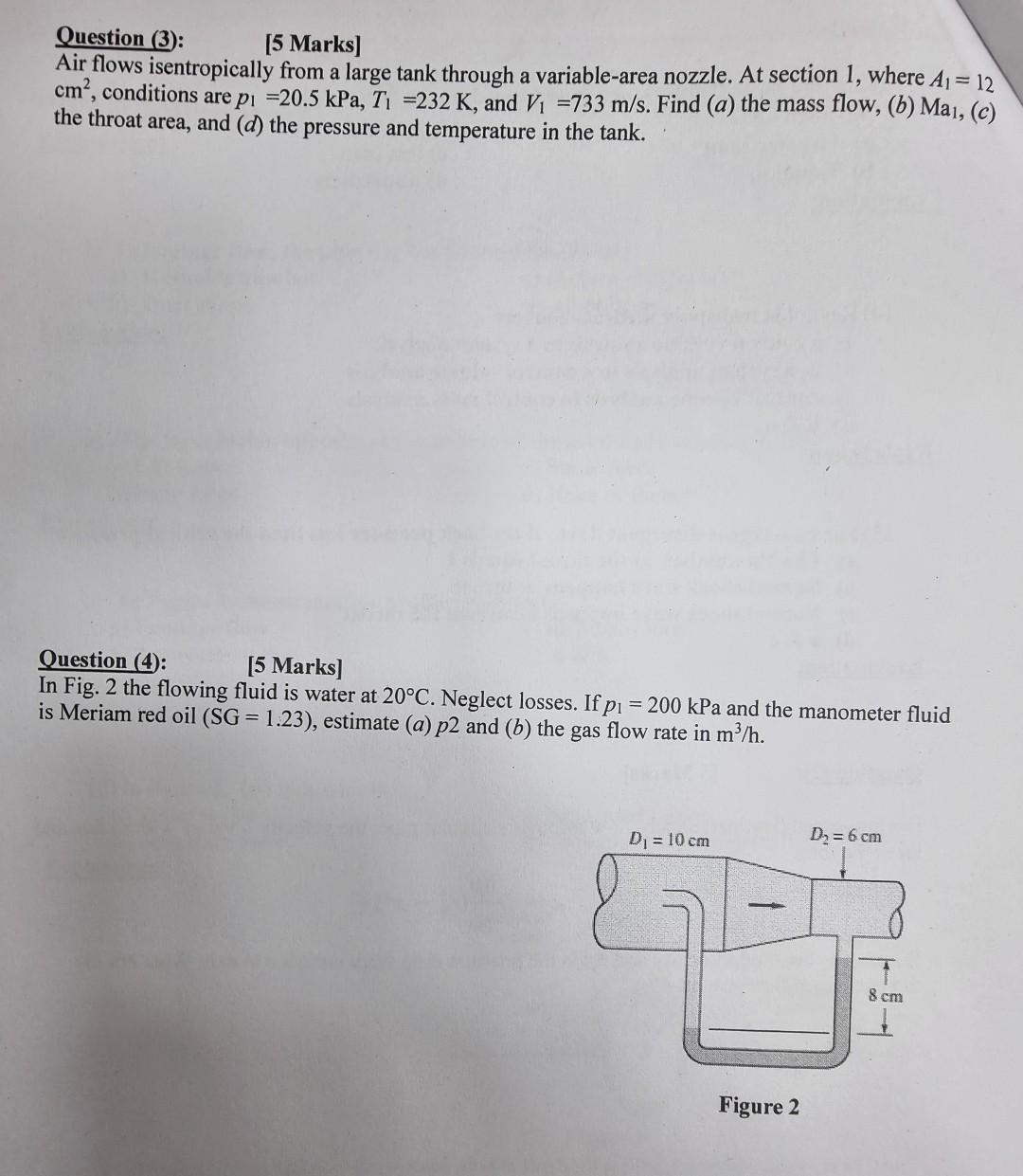 Solved Question (3): [5 Marks] Air flows isentropically from | Chegg.com