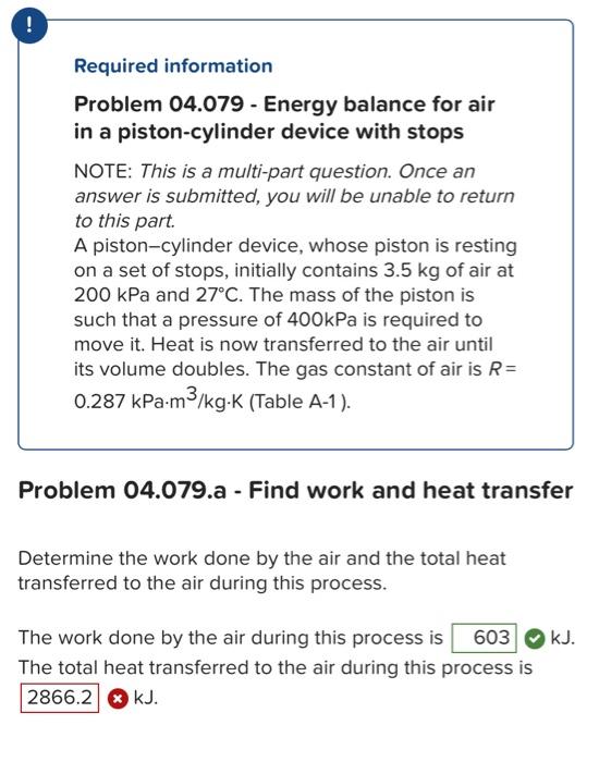 Solved Required information Problem 04.079 - Energy balance | Chegg.com