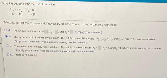 Solved Solve the system by the method of reduction 4x4 - | Chegg.com