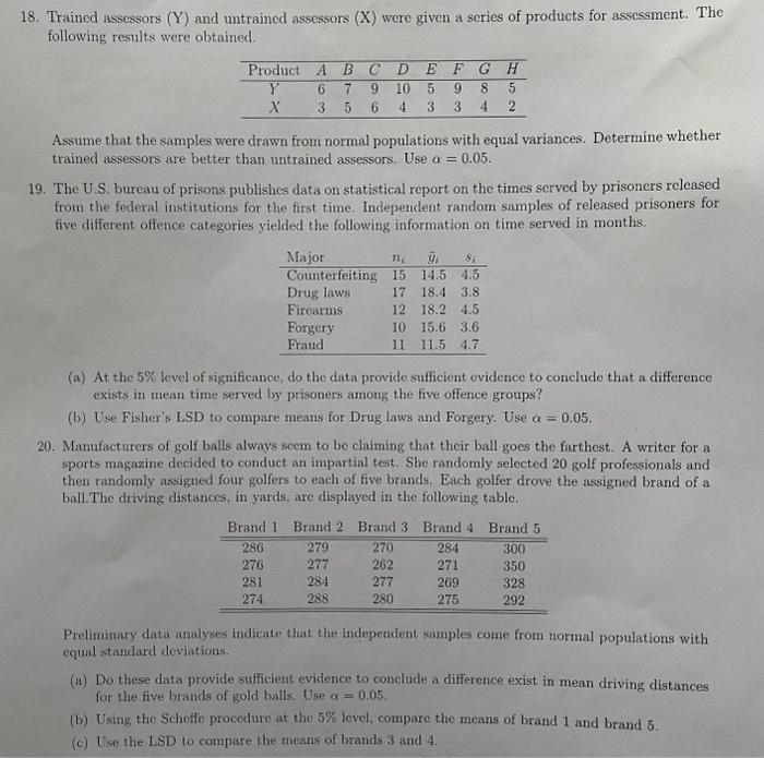 Solved 8. Trained assessors (Y) and untrained assessors (X) | Chegg.com