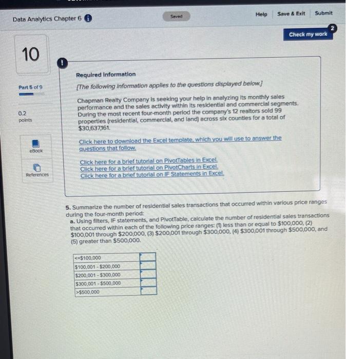 Seved Help Submit Save & Exit Data Analytics Chapter | Chegg.com