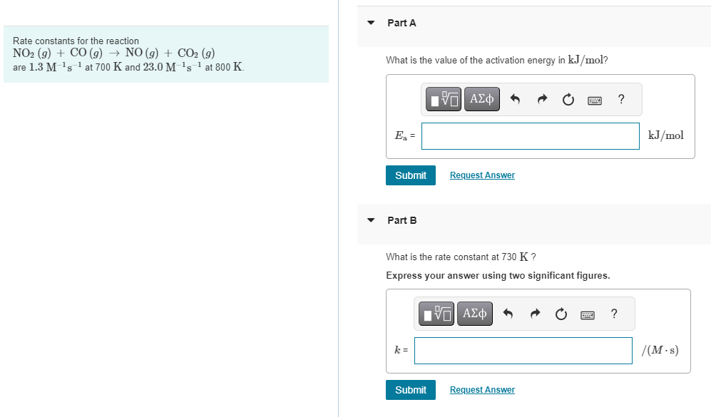 Solved Rate constants for the | Chegg.com