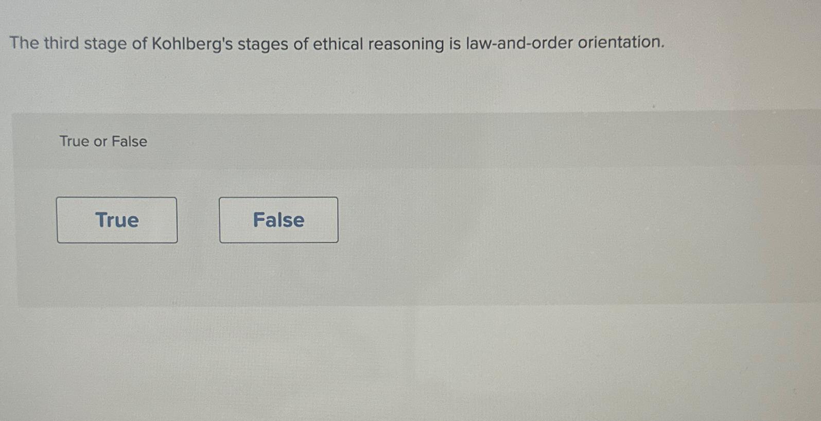 Solved The third stage of Kohlberg's stages of ethical | Chegg.com