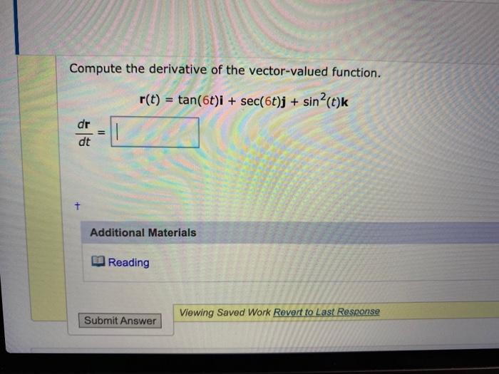 Solved Compute the derivative of the vector-valued function. | Chegg.com