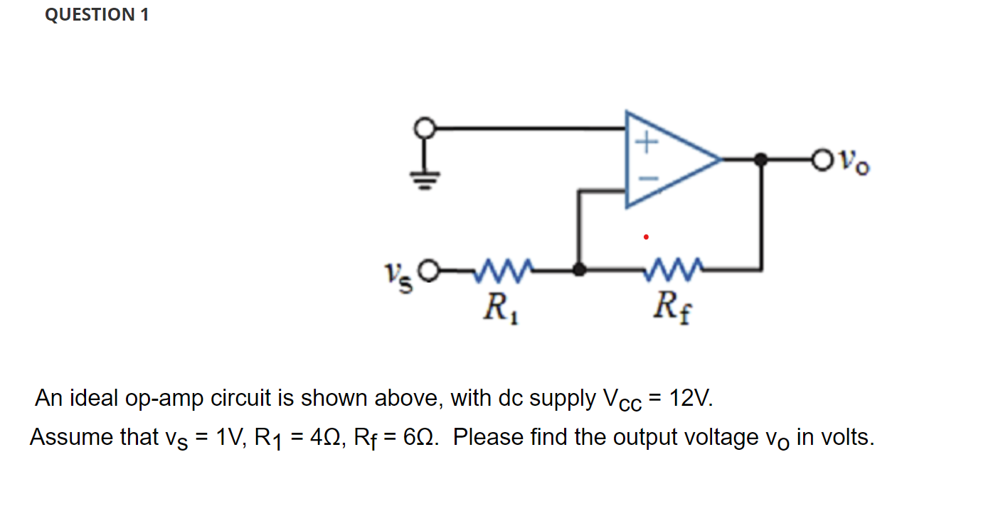 Solved An ideal op-amp circuit is shown above, with dc | Chegg.com