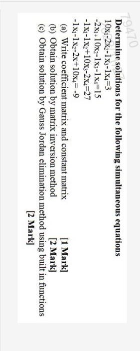 Solved Determine solutions for the following simultaneous | Chegg.com