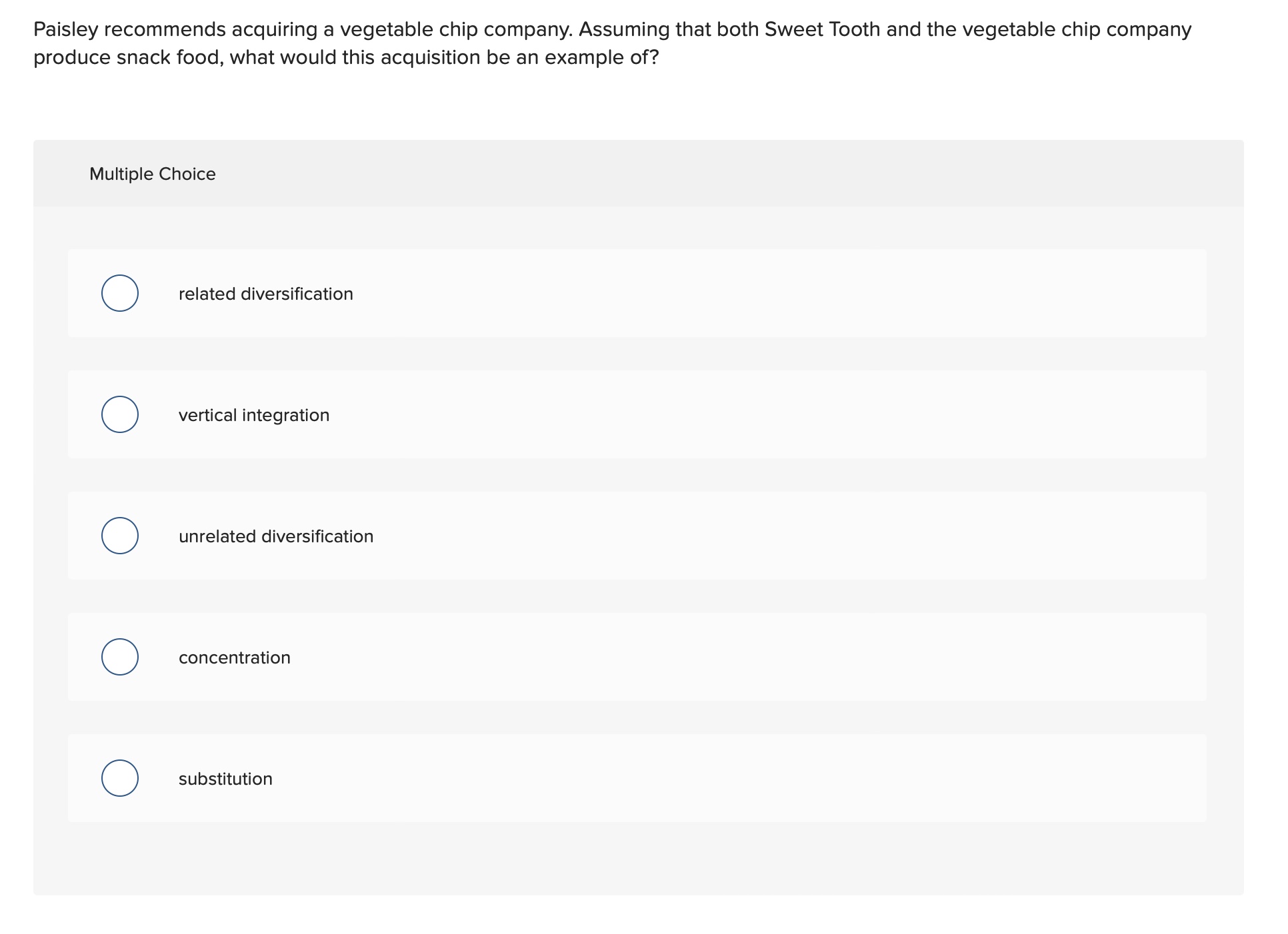 Solved Paisley recommends acquiring a vegetable chip | Chegg.com
