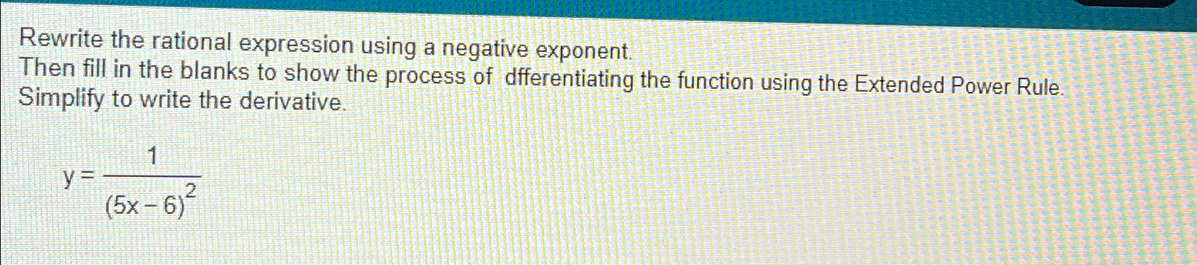 Solved Rewrite the rational expression using a negative | Chegg.com