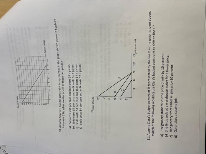 Solved 10. Assume Sophia's budget constraint is represented | Chegg.com Solved 10. Assume Sophia's budget constraint is represented | Chegg.com