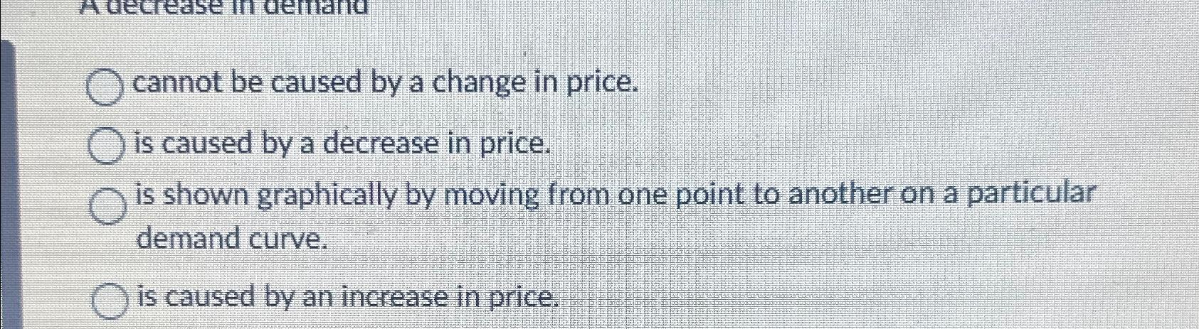 Solved A Decrease In Demand Cannot Be Caused By A Change In Chegg