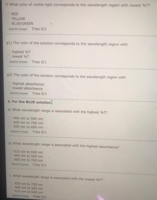 Solved 1) What color of visible light corresponds to the | Chegg.com