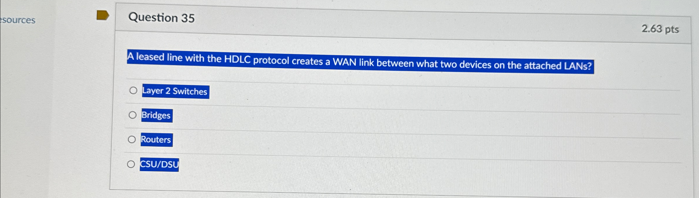 Solved Question 352.63 ﻿ptsA leased line with the HDLC | Chegg.com