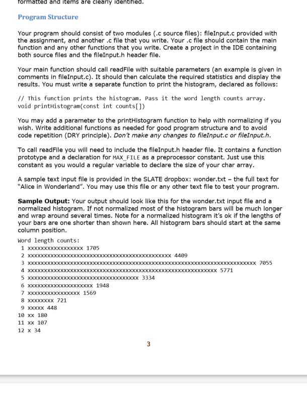 Solved Program Output Your Program Should Print A Histogram 7509