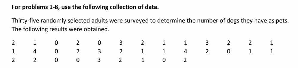 Solved For problems 1-8, ﻿use the following collection of | Chegg.com