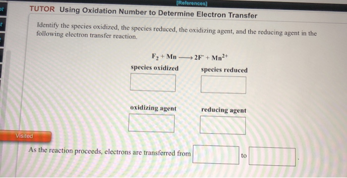 Solved (References] TUTOR Using Oxidation Number to | Chegg.com