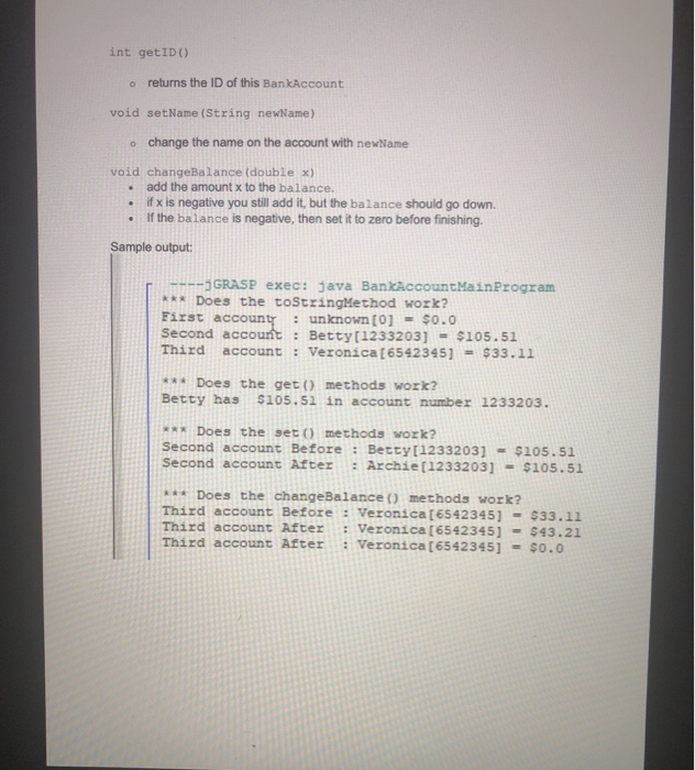 Solved Write a class called BankAccount with the following | Chegg.com