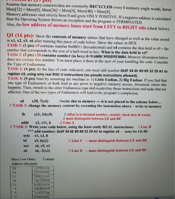 Assume that memory contexts/data are constantly | Chegg.com