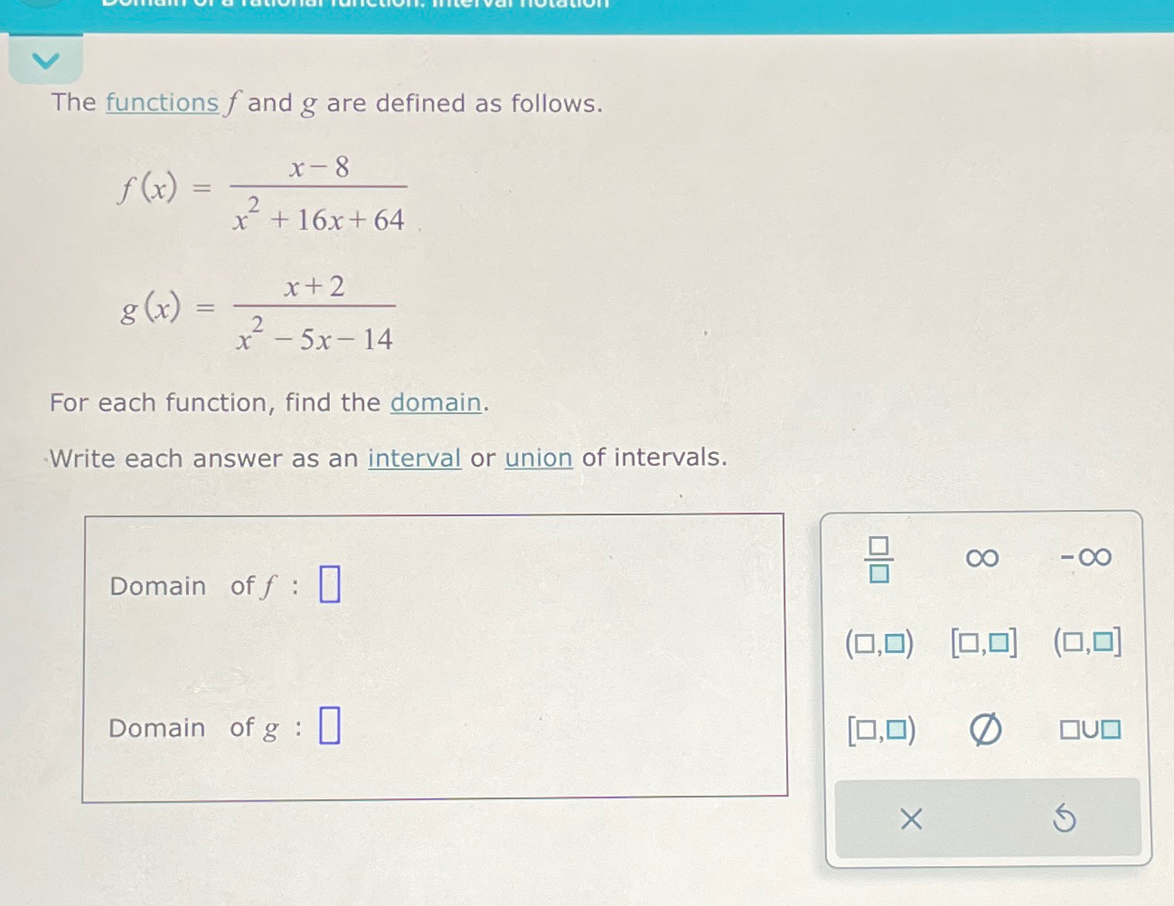 Solved The functions f ﻿and g ﻿are defined as | Chegg.com