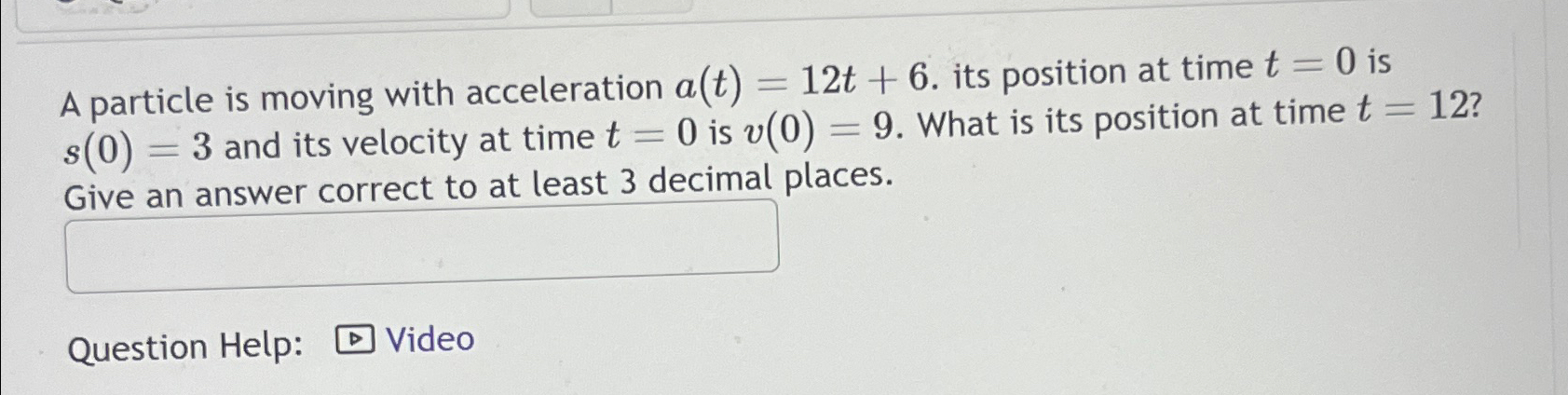 Solved A particle is moving with acceleration a(t)=12t+6. | Chegg.com