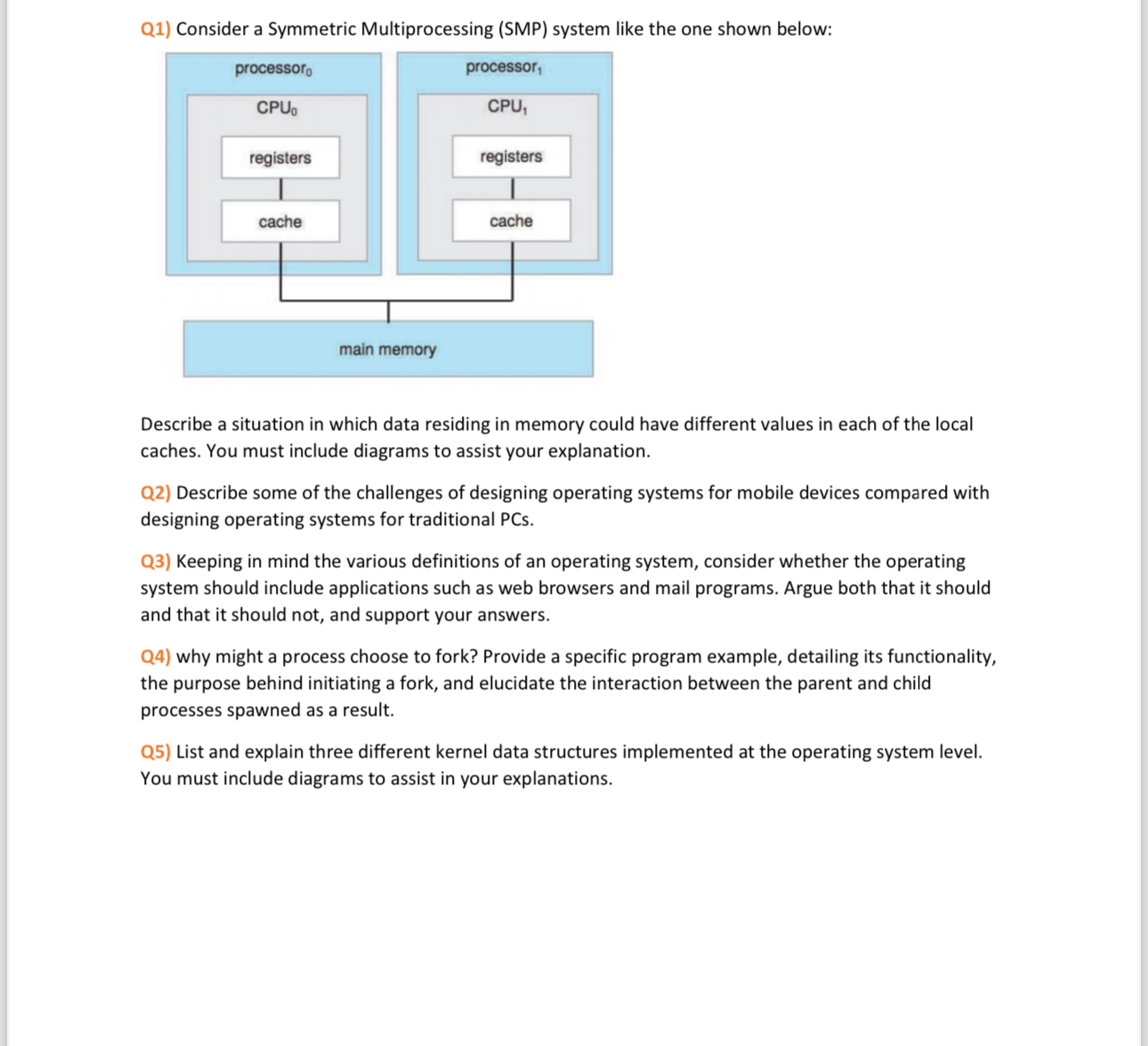 Solved Q1) ﻿Consider a Symmetric Multiprocessing (SMP) | Chegg.com
