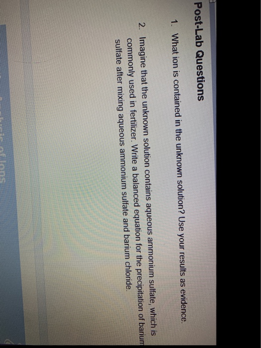 Solved 3 EXPERIMENT 1: QUALITATIVE ANALYSIS OF REACTIONS | Chegg.com