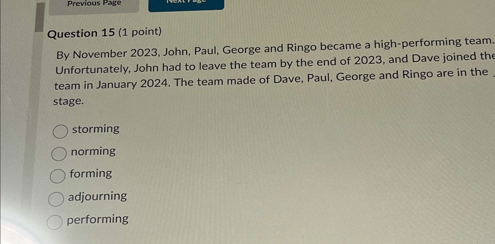 Solved Previous PageQuestion 15 (1 ﻿point)By November 2023, | Chegg.com