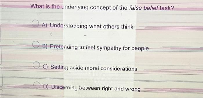 Solved What is the underlying concept of the false belief | Chegg.com