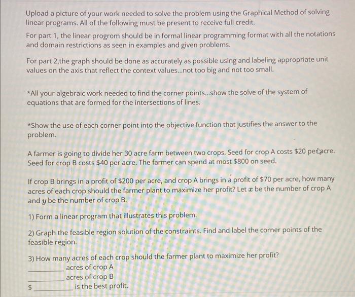Solved Upload a picture of your work needed to solve the | Chegg.com