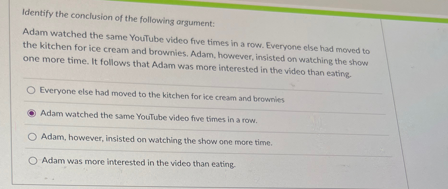Solved Identify the conclusion of the following | Chegg.com