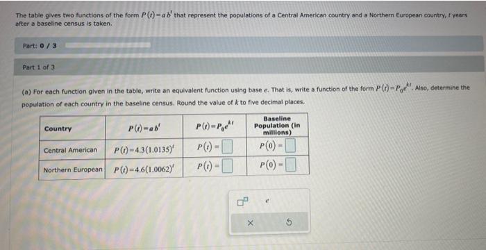 Solved The table gives two functions of the form P(t)-ab' | Chegg.com