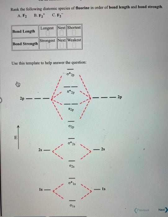 Solved Rank the following diatomic species of boron in order | Chegg.com
