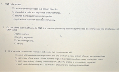 Solved DNA polymerase\geoquad can only add nucleotides in a | Chegg.com