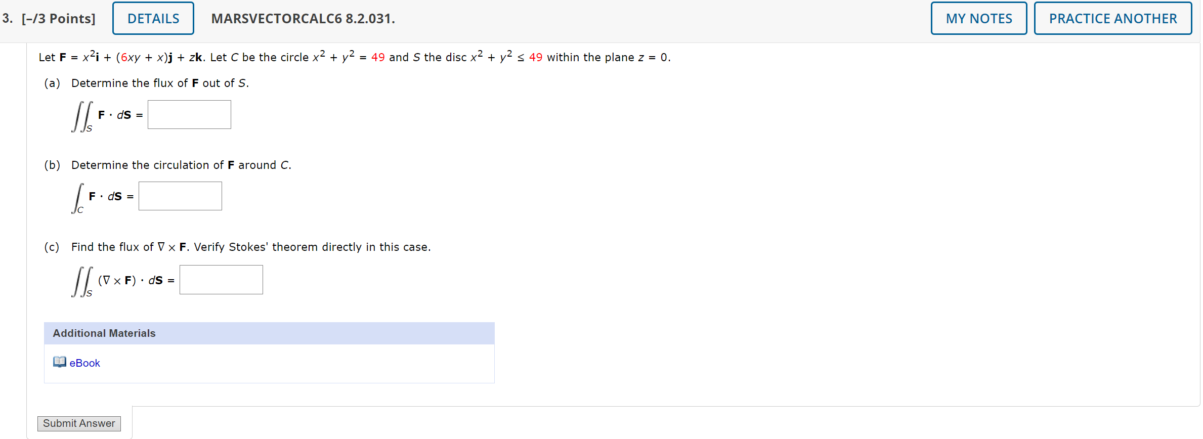 Solved Let F=x2i+(6xy+x)j+zk. ﻿Let C ﻿be the circle x2+y2=49 | Chegg.com