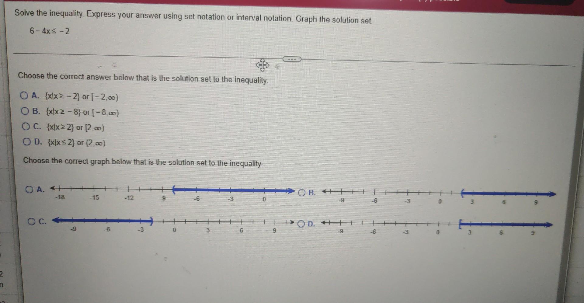 Solved Solve the inequality. Express your answer using set | Chegg.com