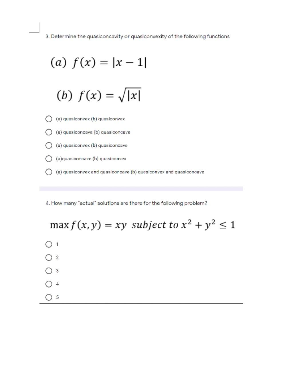 Solved 3. Determine the quasiconcavity or quasiconvexity of | Chegg.com