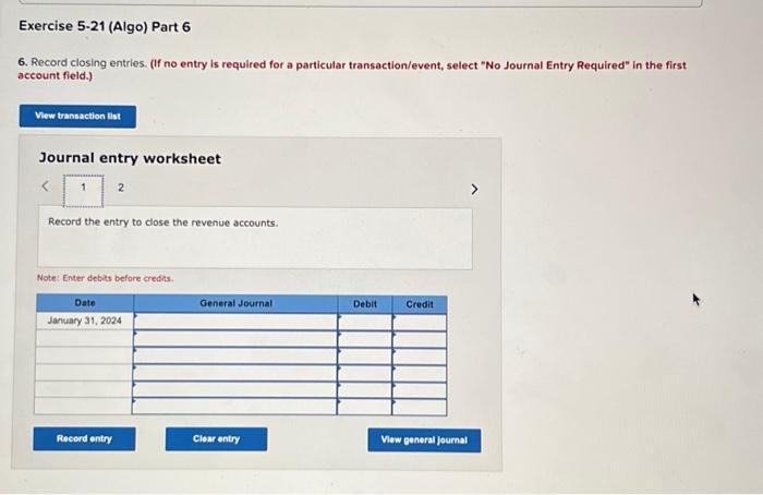 Solved Required information Exercise 5-21 (Algo) Complete | Chegg.com