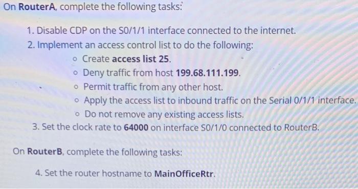 Solved RouterA, complete the following tasks: 1. Disable CDP | Chegg.com Solved RouterA, complete the following tasks: 1. Disable CDP | Chegg.com