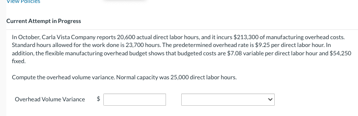 Solved Current Attempt in ProgressIn October, Carla Vista | Chegg.com