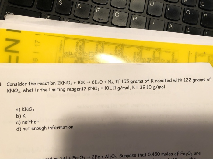 Solved Shift 855 #. Consider the reaction 2 KNO3 + 10K - | Chegg.com