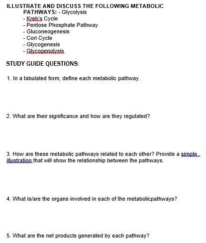 Solved ILLUSTRATE AND DISCUSS THE FOLLOWING METABOLIC | Chegg.com