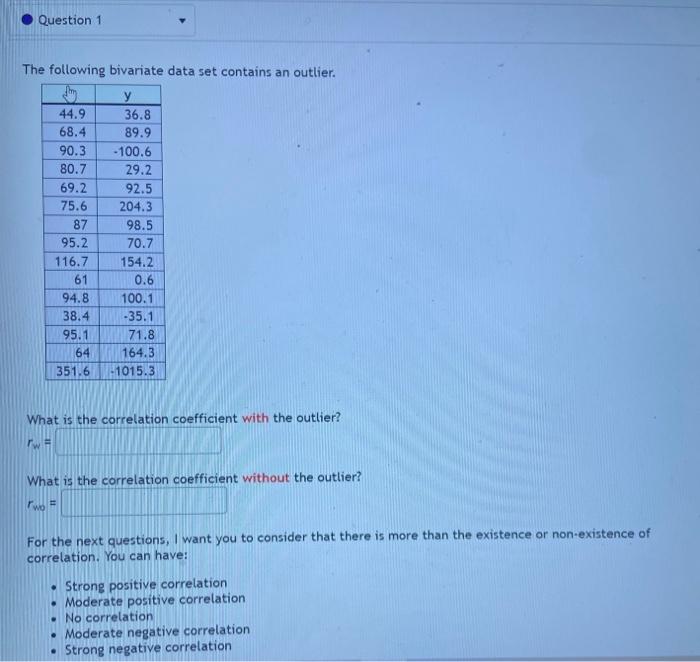 What Is The Correlation Coefficient With The Outlier