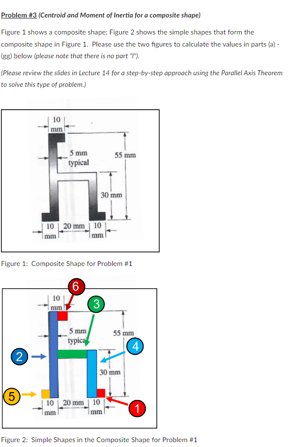 Solved 1)The area of the simple shape #1 (in mm2) ﻿is:2)The | Chegg.com