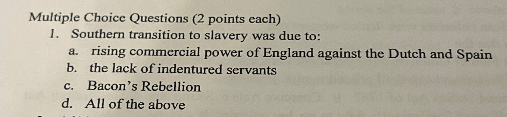 Solved Multiple Choice Questions (2 ﻿points each)Southern | Chegg.com