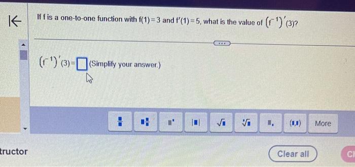 Solved If f is a one-to-one function with f(1)=3 and | Chegg.com