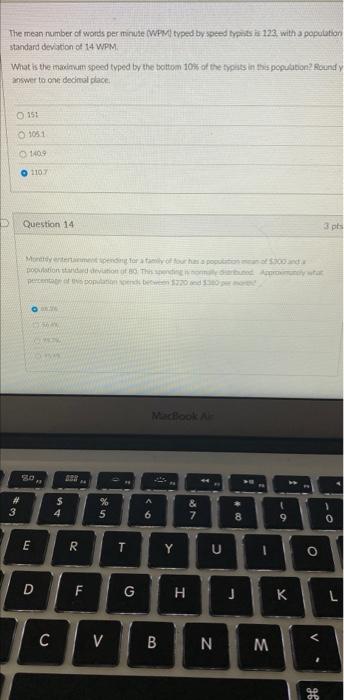 The mean number of words per minute (WPM typed by | Chegg.com