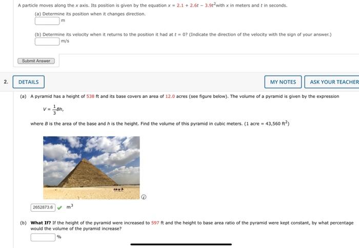 Solved A particle moves along the x axis. Its position is | Chegg.com