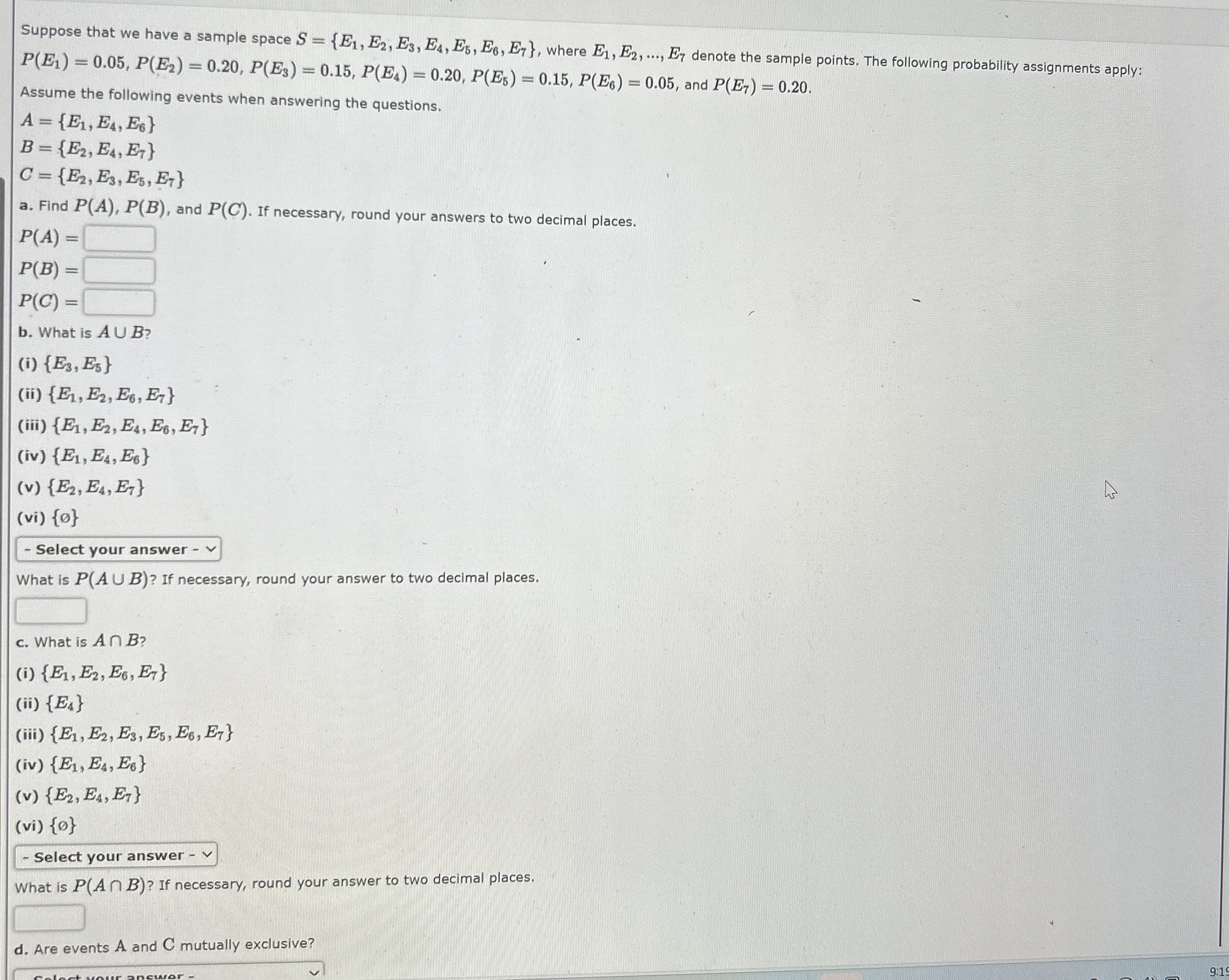 Solved Suppose that we have a sample space | Chegg.com