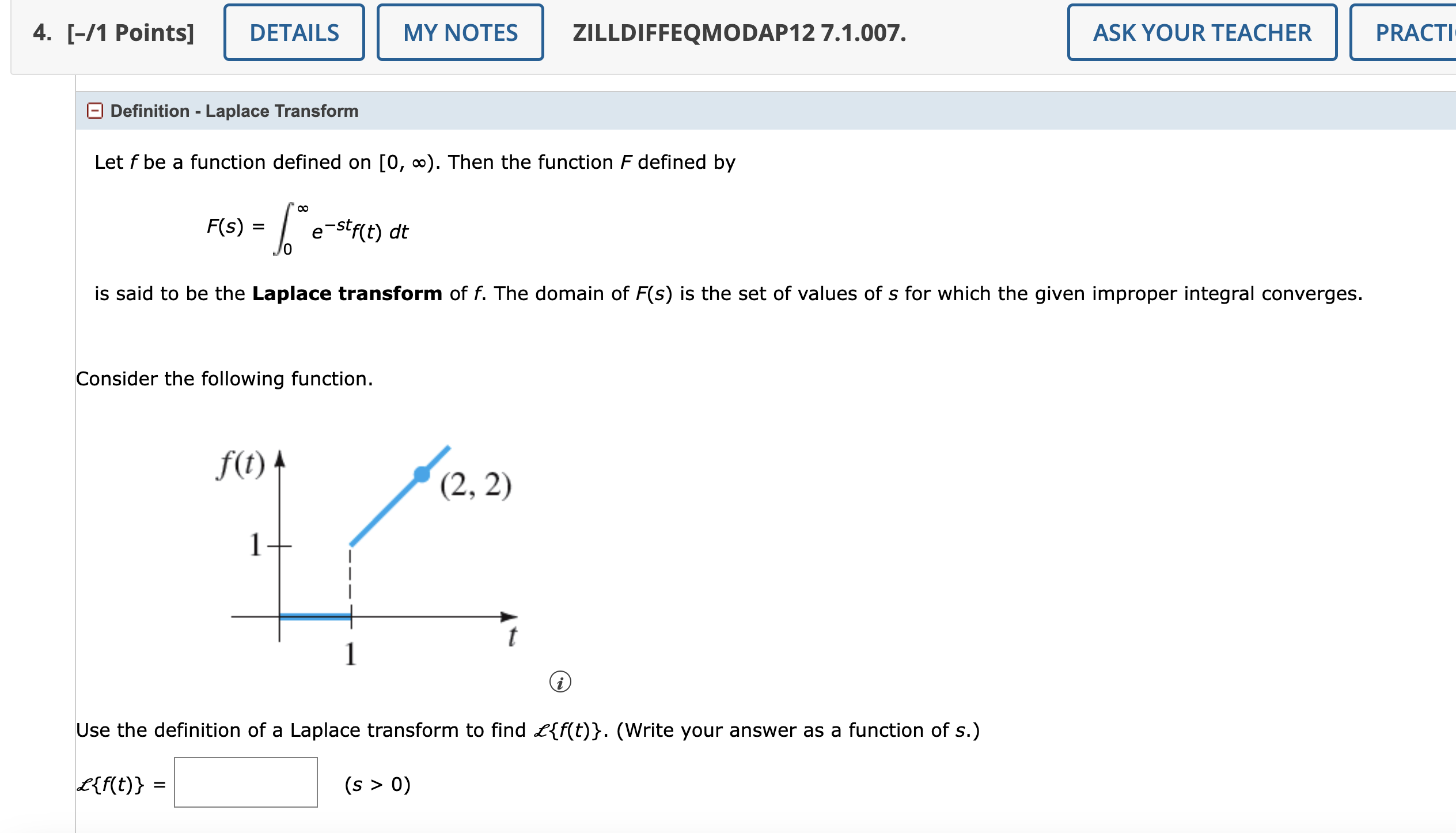Solved Definition - ﻿Laplace TransformLet f ﻿be a function | Chegg.com